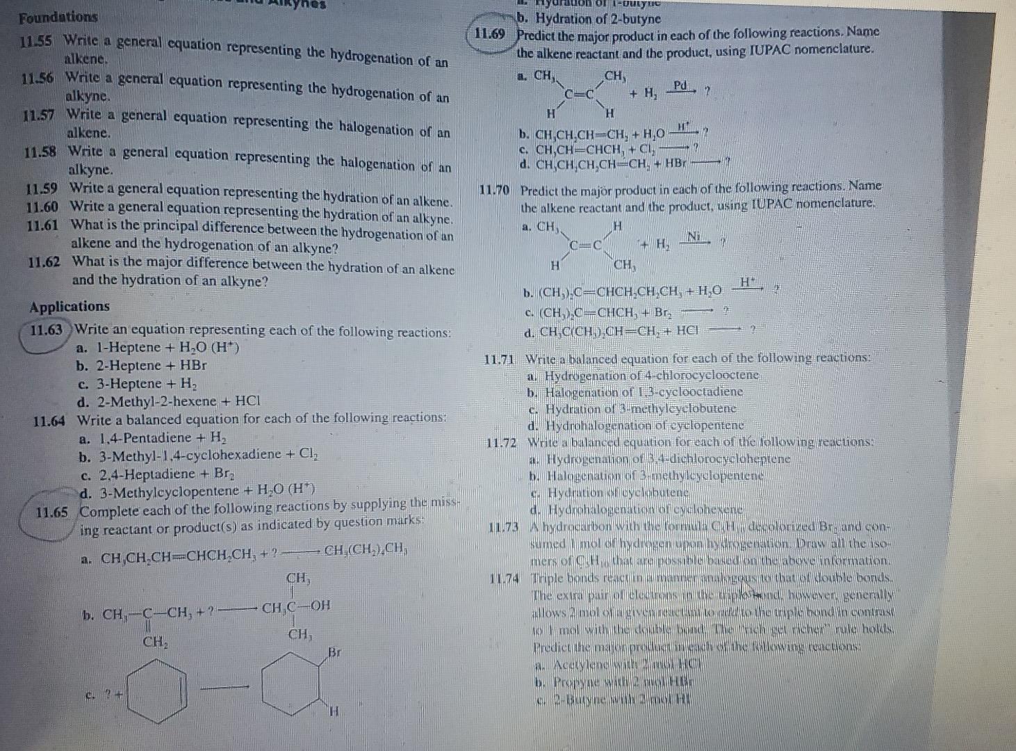 Solved on Powe b. Hydration of 2-butyne 11.69 Predict the | Chegg.com