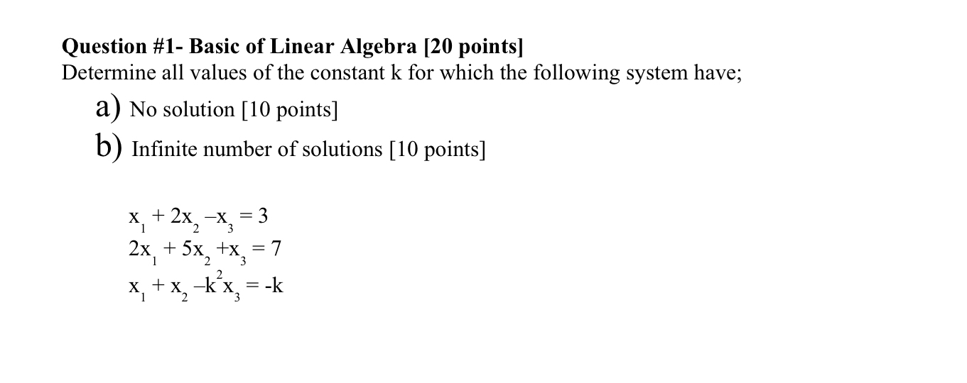 Solved Question #1- ﻿Basic of Linear Algebra [20 | Chegg.com