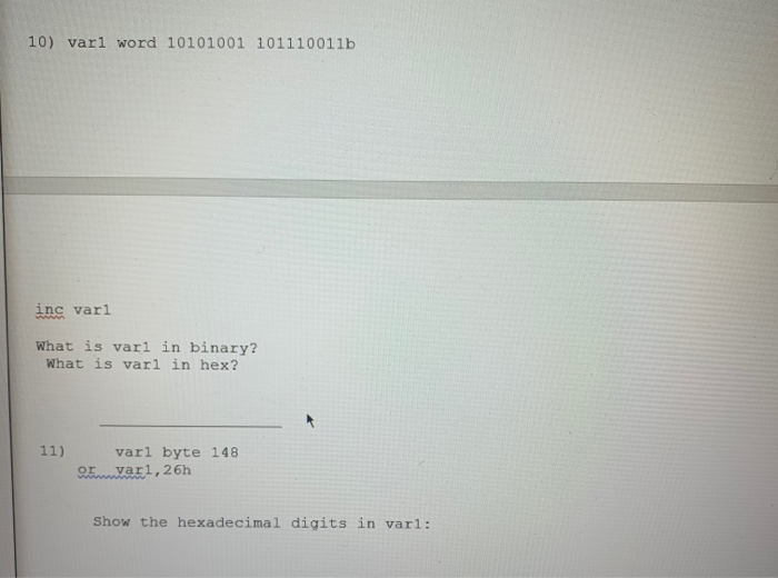 Solved 10) varl word 10101001 101110011b inc vari What is | Chegg.com