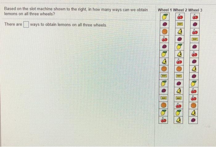 Solved Based on the slot machine shown to the right, in how | Chegg.com