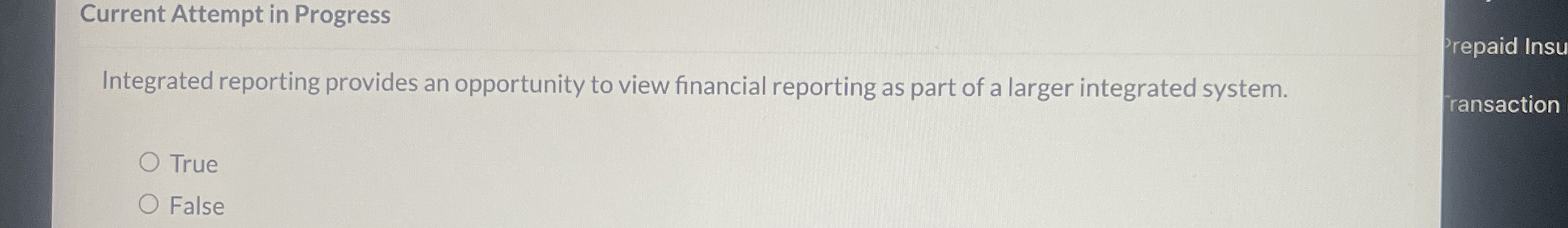 Solved Current Attempt in ProgressIntegrated reporting | Chegg.com
