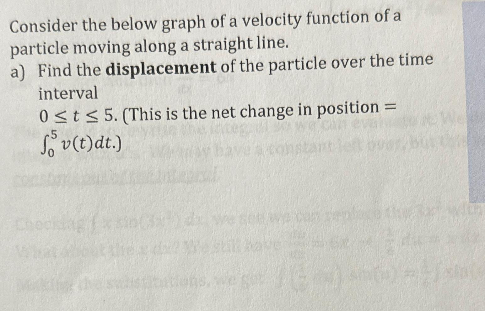 Solved Consider The Below Graph Of A Velocity Function Of A