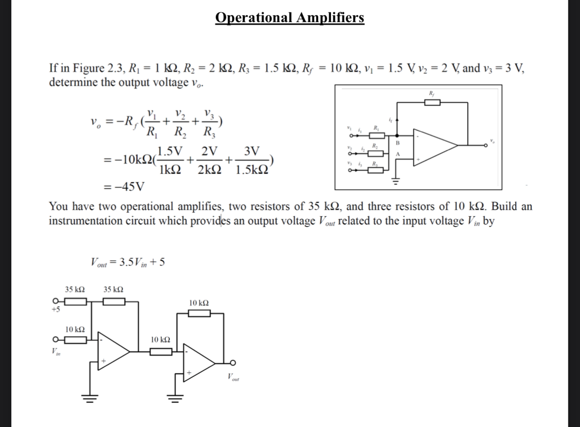 Solved Operational AmplifiersIf in Figure | Chegg.com