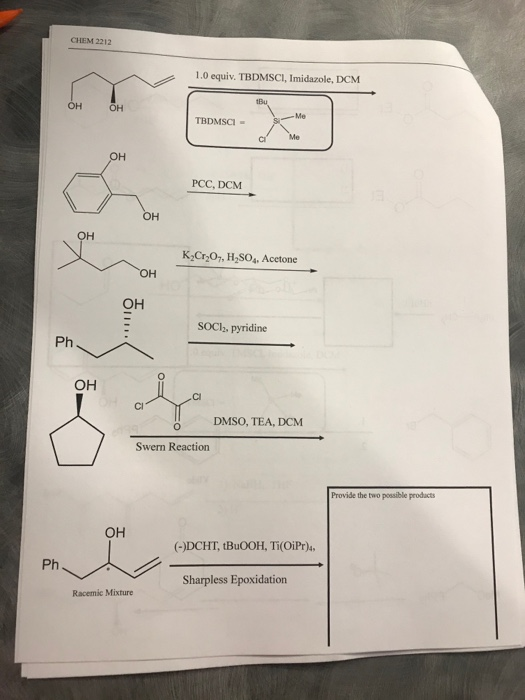 Solved CHEM 2212 1.0 equiv. TBDMSCI, Imidazole, DCM TBDMSCI | Chegg.com