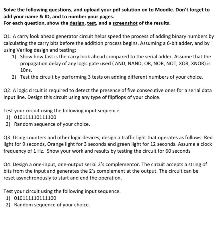 Solve the following questions, and upload your pdf | Chegg.com