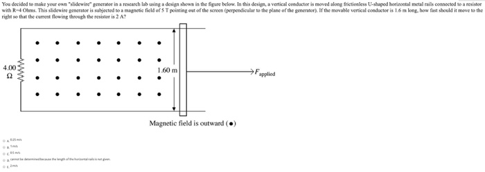 Solved You decided to make your own "slidewire generator in | Chegg.com
