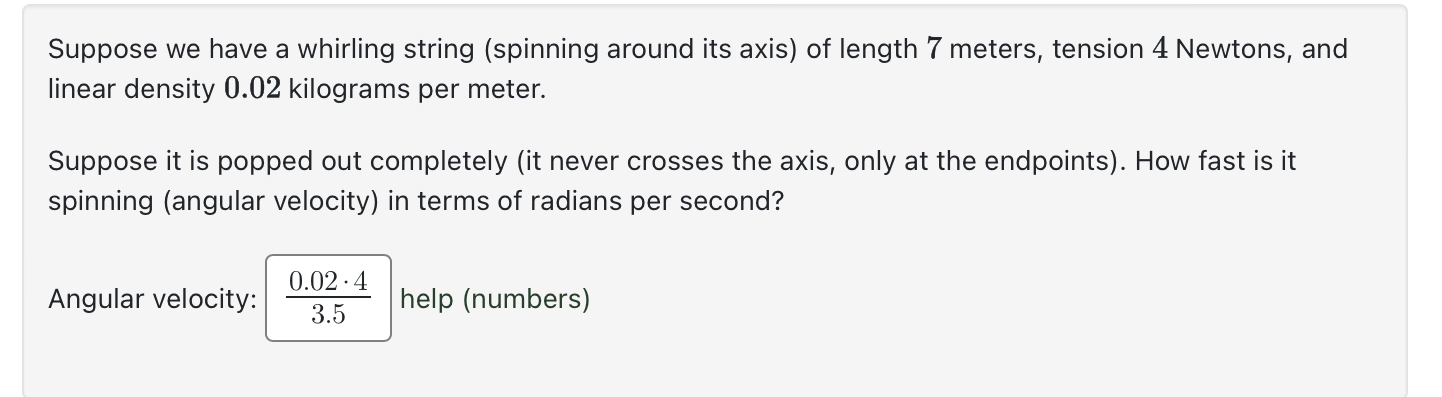 Solved Suppose we have a whirling string (spinning around | Chegg.com