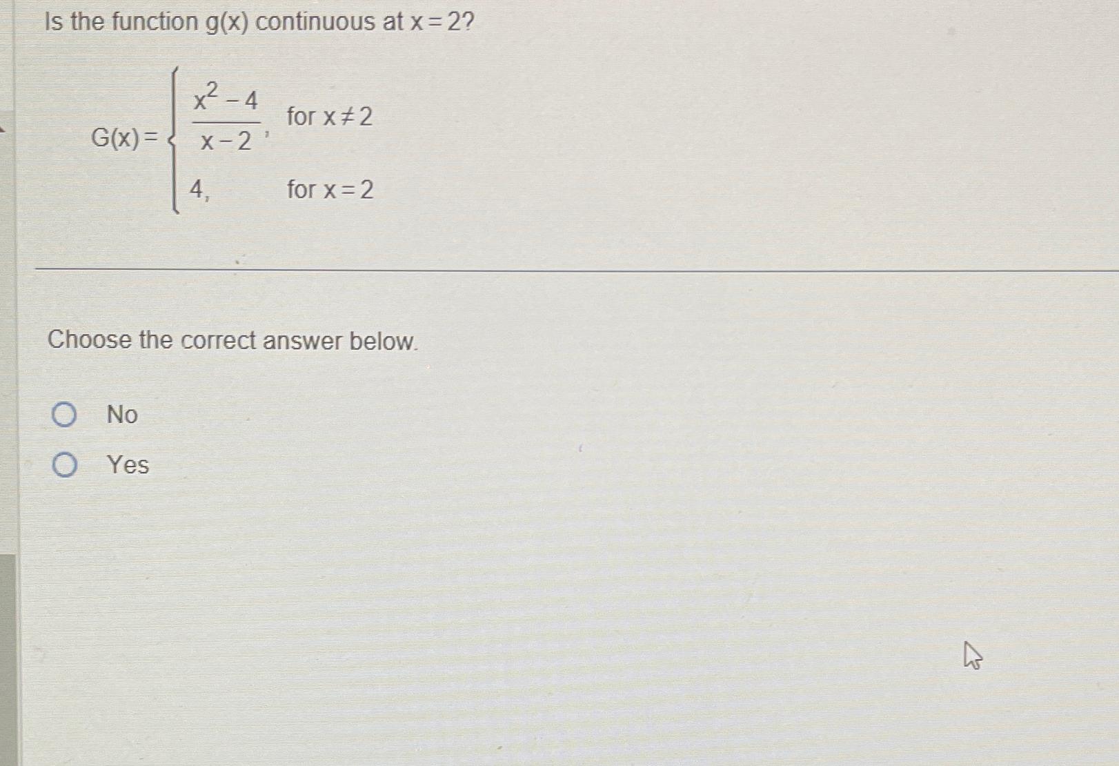 Solved Is the function g(x) ﻿continuous at | Chegg.com