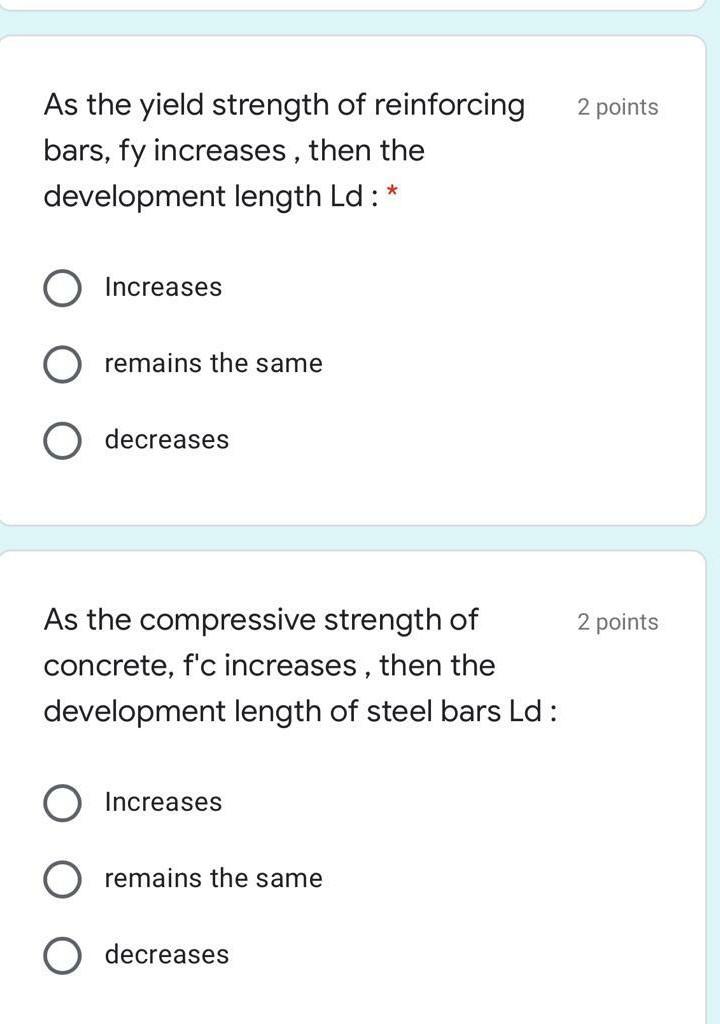 Solved 2 points As the yield strength of reinforcing bars, | Chegg.com