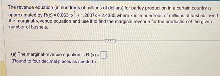 Solved The revenue equation (in hundreds of millions of | Chegg.com