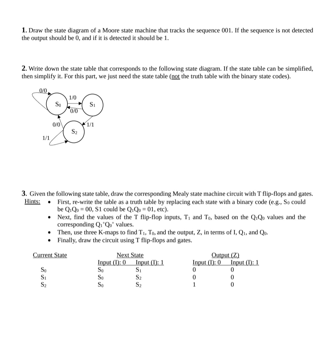 Solved Draw the state diagram of a Moore state machine that | Chegg.com