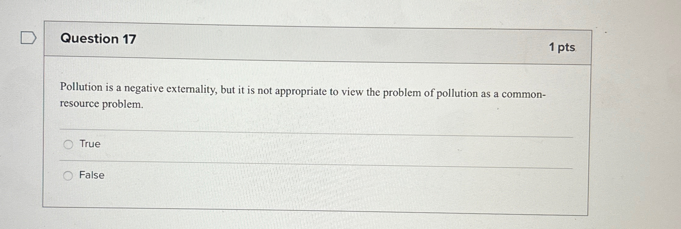 Solved Question 171ptsPollution is a negative externality, | Chegg.com