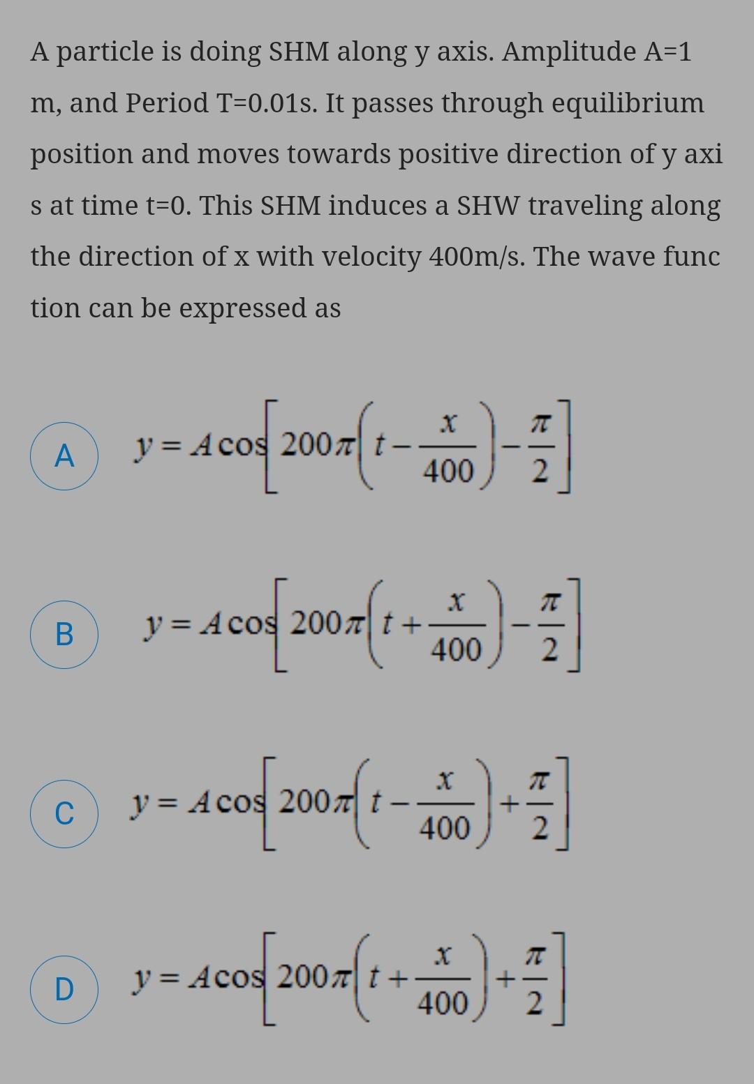 Solved A particle is doing SHM along y axis. Amplitude A=1 | Chegg.com