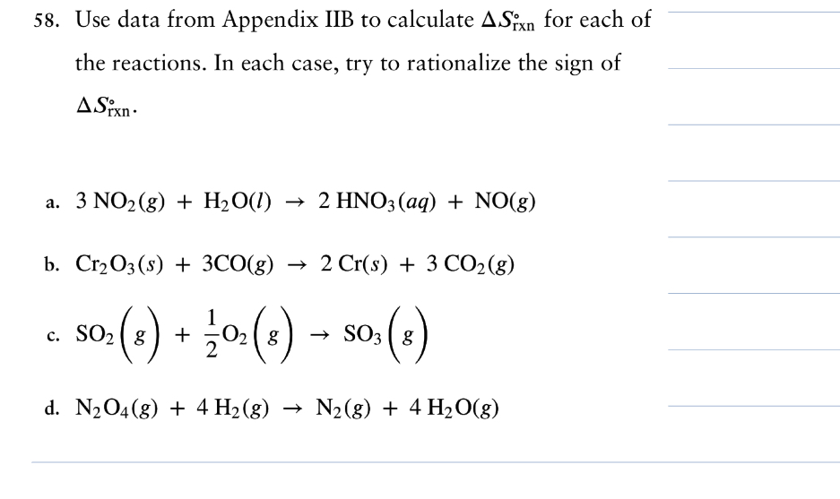 Use Data From Appendix Iib To Calculate Δsrxn ° ﻿for