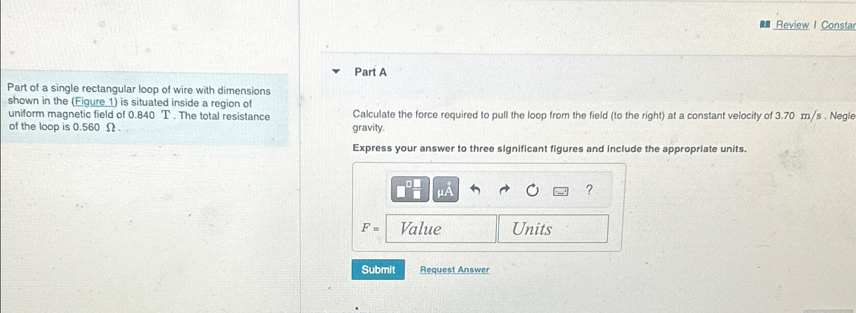 Review I ConstarPart APart of a single rectangular | Chegg.com