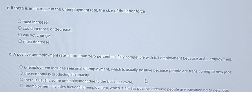 Solved c. ﻿If there is an increase in the unemployment rate, | Chegg.com