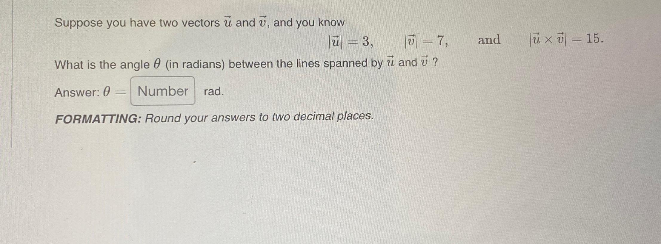 Solved Suppose you have two vectors vec(u) ﻿and vec(v), ﻿and | Chegg.com
