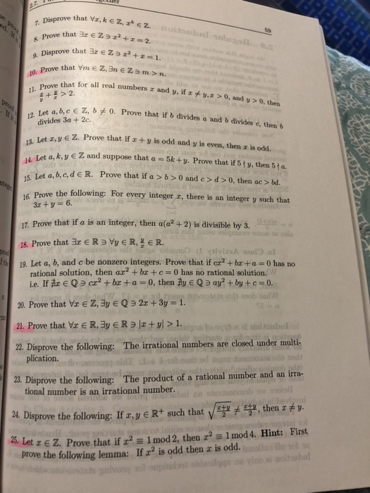 Solved 27 T. Disprove that V, k e Z, e Z naidonbal al ed. 1 | Chegg.com