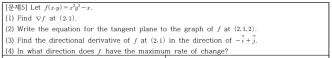 Solved Let f(x,y)=x2y2-x.(1) ﻿Find gradf at (2,1).(2) ﻿Write | Chegg.com