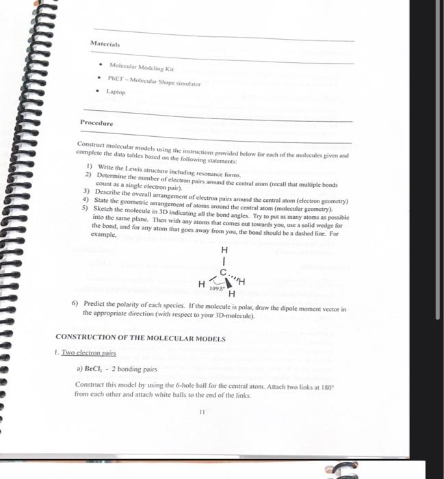 Solved The geometric arrangement of strems in molecules and | Chegg.com