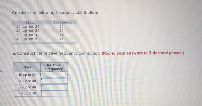 Solved Consider the following frequency distribution: Class | Chegg.com