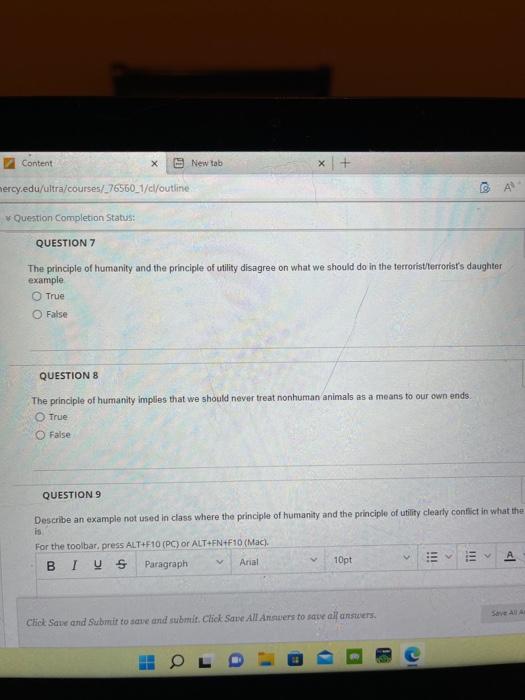 The principle of humanity and the principle of | Chegg.com
