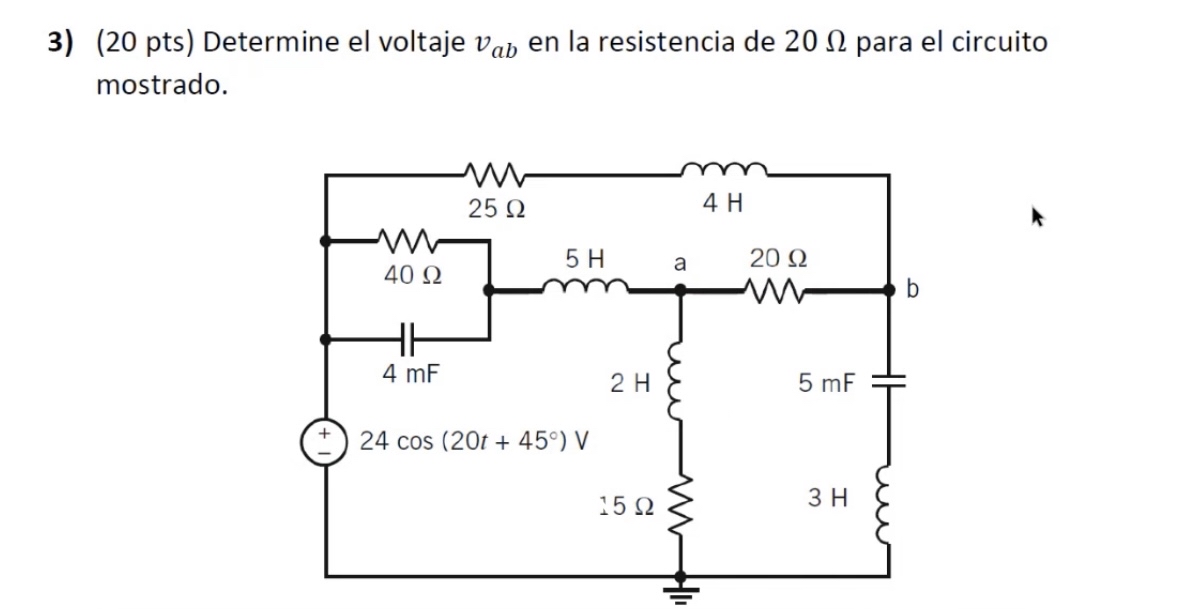 Solved (20 ﻿pts) ﻿Determine el voltaje vab ﻿en la | Chegg.com