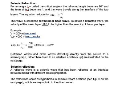 Solved Activity 2 - Seismic Refraction (use equations and | Chegg.com