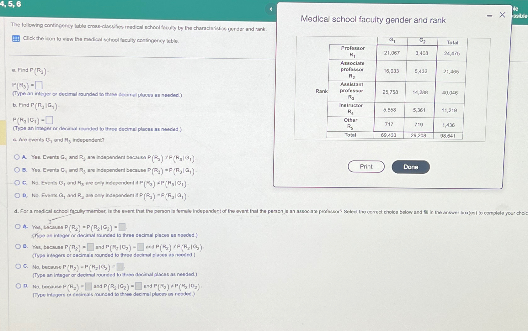 Solved 4,5,6The following contingency table cross-classifies | Chegg.com