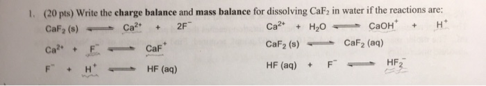 Solved 1. (20 pts) Write the charge balance and mass balance | Chegg.com