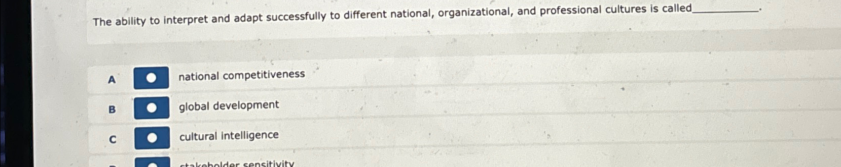 Solved The ability to interpret and adapt successfully to | Chegg.com