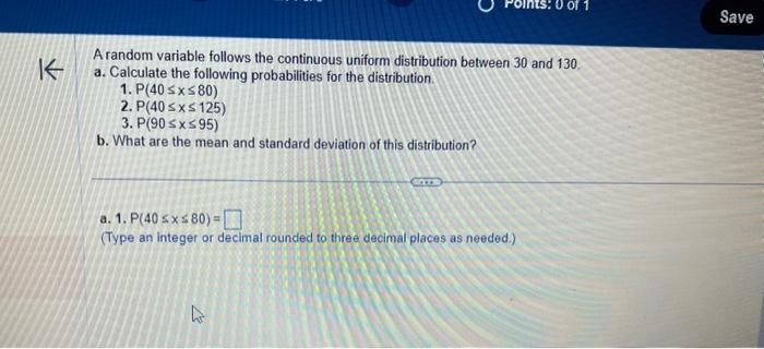 Solved A random variable follows the continuous uniform | Chegg.com