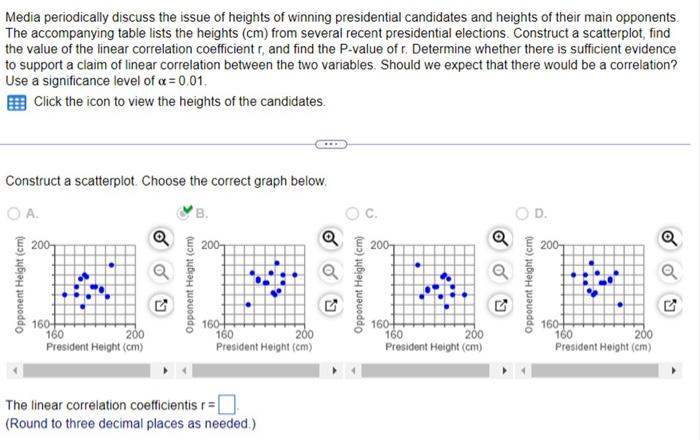 Solved Media periodically discuss the issue of heights of | Chegg.com