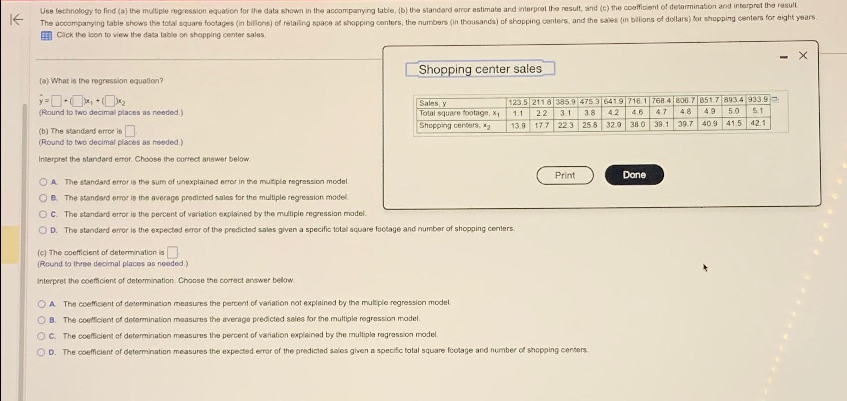 Solved Click the icon to view the data table on shopping | Chegg.com