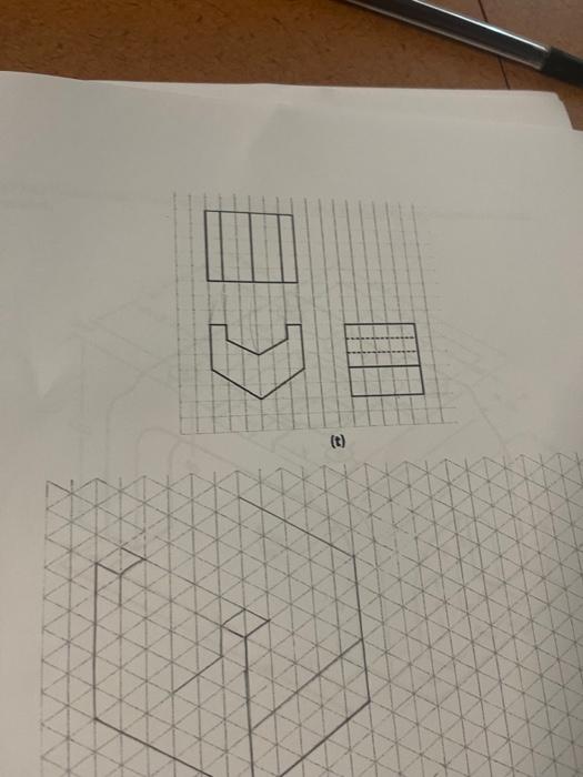Solved (t)4) (15\%) From the multiview drawings shown below | Chegg.com