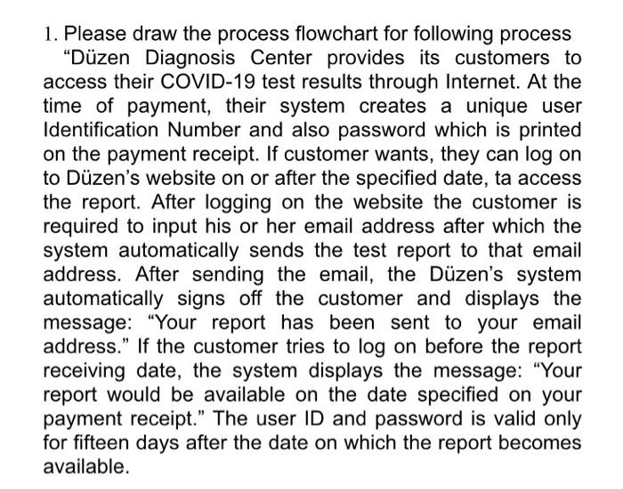 Solved 1. Please draw the process flowchart for following | Chegg.com