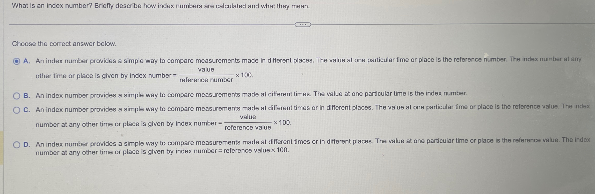 Solved What is an index number? Briefly describe how index | Chegg.com