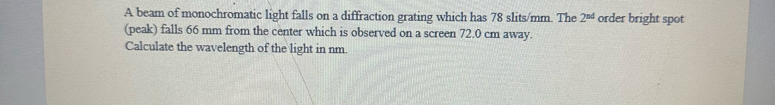 Solved A Beam Of Monochromatic Light Falls On A Diffraction