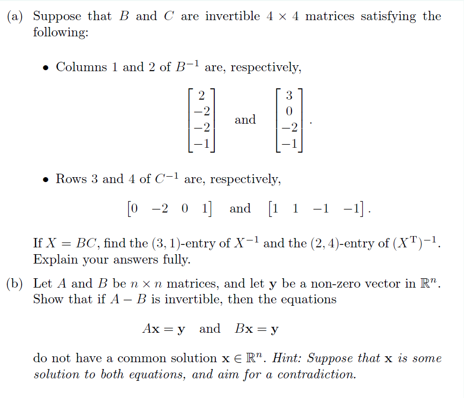 Solved Linear Algebra 4 (Please help stuck) | Chegg.com