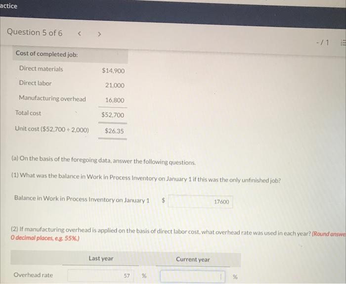 Solved ViewPolicies Current Attempt in Progress A job order | Chegg.com