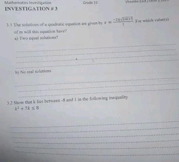 Solved 3.1 The solutions of a quadratic equation are given | Chegg.com