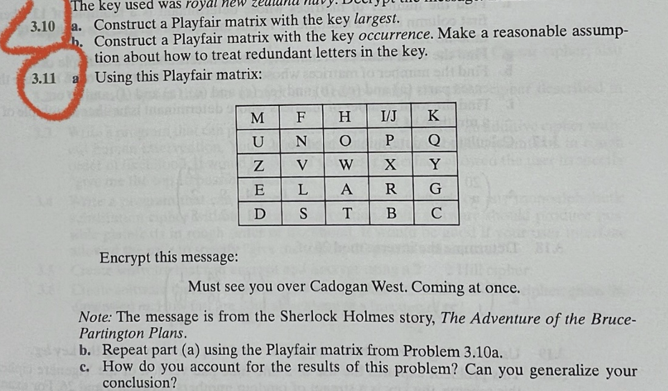 Solved Construct a Playfair matrix with the key | Chegg.com