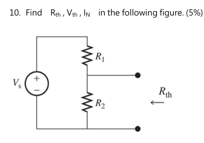 Solved 10. Find Rth , Vth, In in the following figure. (5%) | Chegg.com