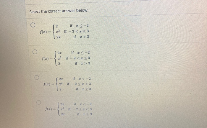 Solved Which of the following piecewise functions is | Chegg.com