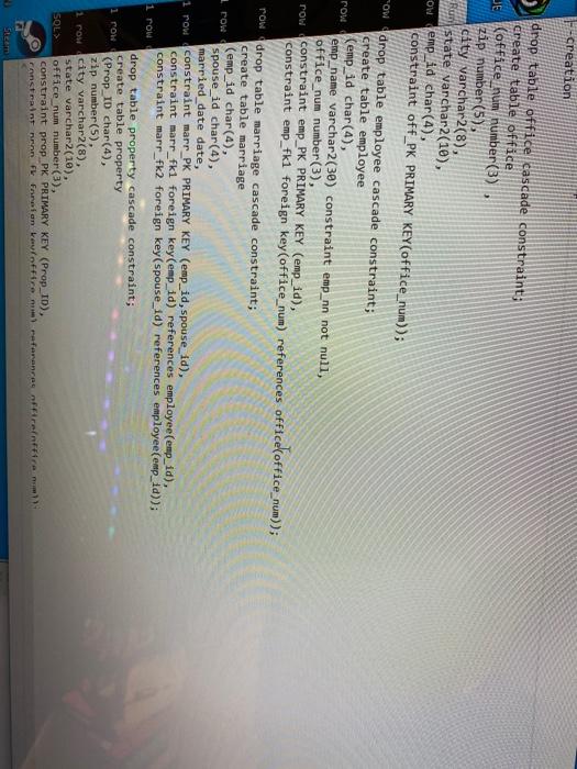 Solved E-creation drop table office cascade constraint; | Chegg.com