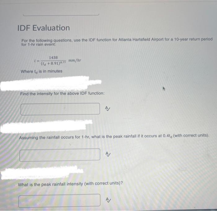 Solved For the following questions, use the IDF function for | Chegg.com