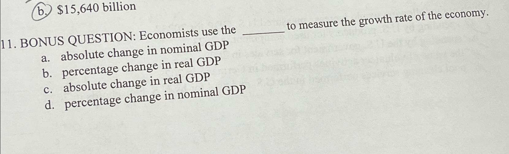Solved 11. ﻿BONUS QUESTION: Economists use the to measure | Chegg.com