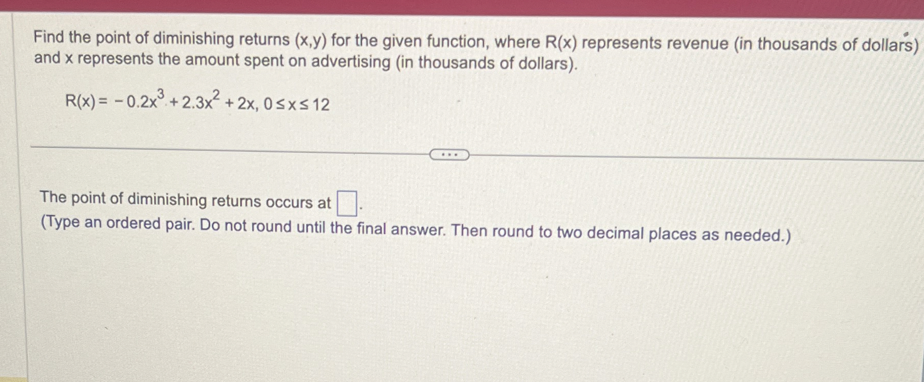 Solved Find the point of diminishing returns (x,y) ﻿for the | Chegg.com