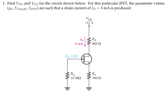 Solved 1. Find Vps and VGs for the circuit shown below. For | Chegg.com