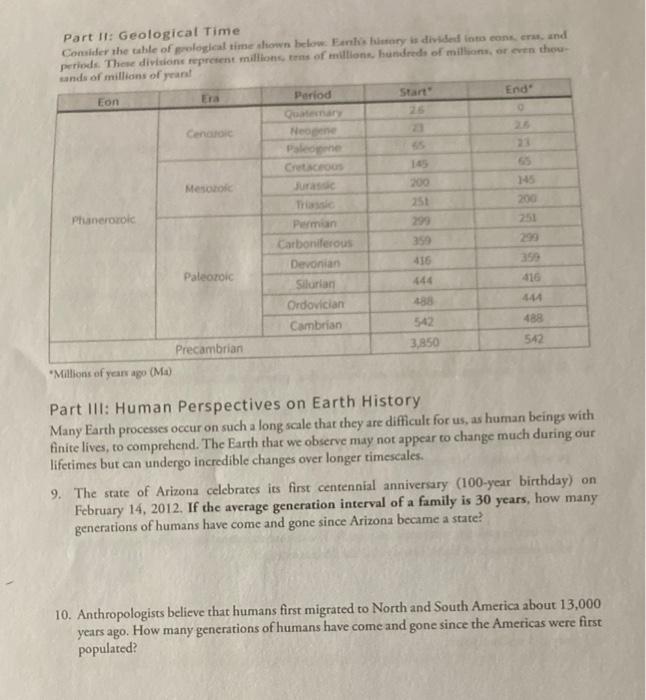 ACTIVITY 1.3 Our Ancient Earth Our planet is old, | Chegg.com